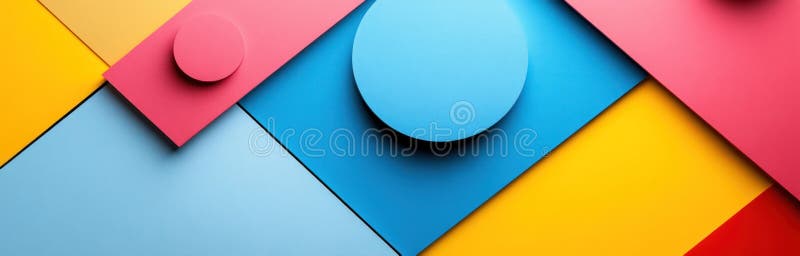 Vibrant Geometric Shapes on Neutral Background with Bold Colors, Clean ...