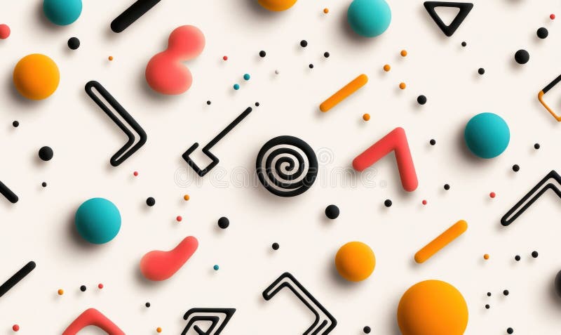 Vibrant Geometric Shapes in a Playful Arrangement Form a Dynamic and ...