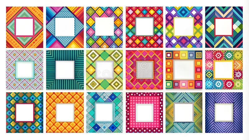 Vibrant Geometric Square Pattern Templates Generative AI Stock ...