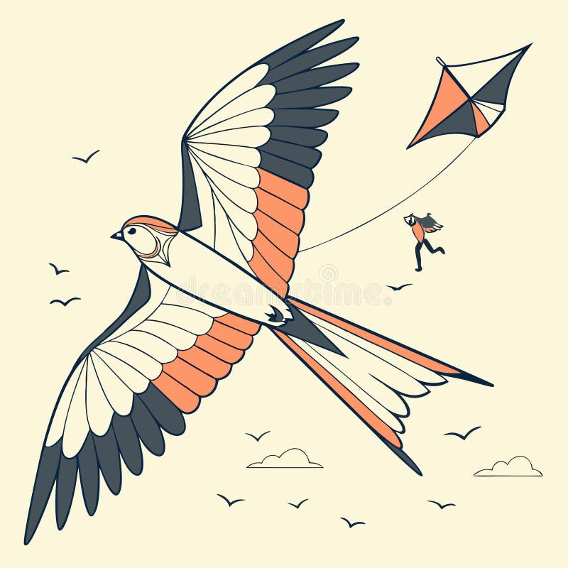 Geometric Style Illustration of a Bird in Flight Stock Vector ...