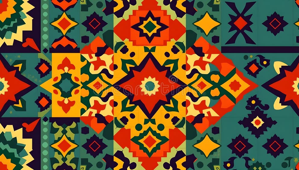 Vibrant Geometric Textile Design Stock Illustration - Illustration of ...
