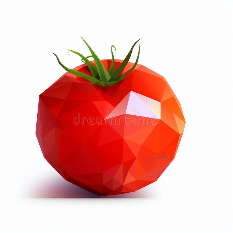 Vibrant Geometric Tomato: Lowpoly Character Design with Sharp ...