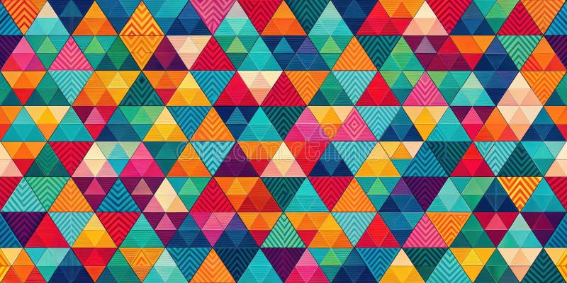 Vibrant Geometric Triangle Pattern with Colorful Stripes and Zigzags ...