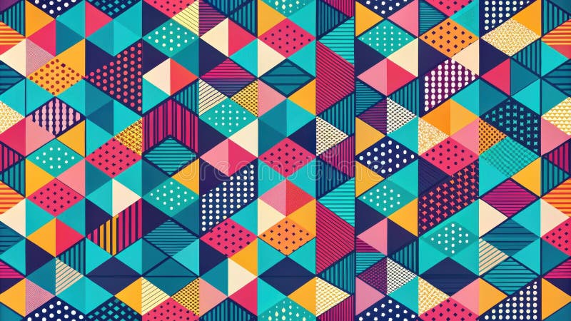 Vibrant Geometric Triangle Pattern with Multicolored Textures and ...