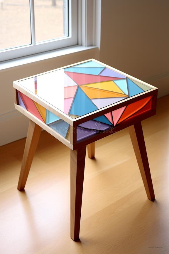 Vibrant Geometric Triangles on White Table - Abstract Art Stock ...