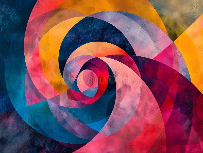 Vibrant Geometric Vortex a Dynamic Abstract Expressionist Digital Art ...