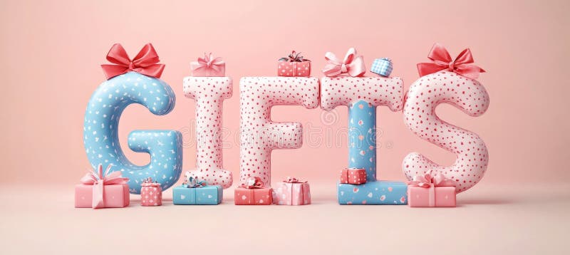 Vibrant Gift Letter Arrangement, Present Boxes, Bright Colors, Clear ...