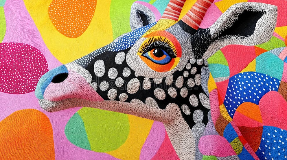 Vibrant Giraffe Artwork: Colorful Patterns and Abstract Design with ...