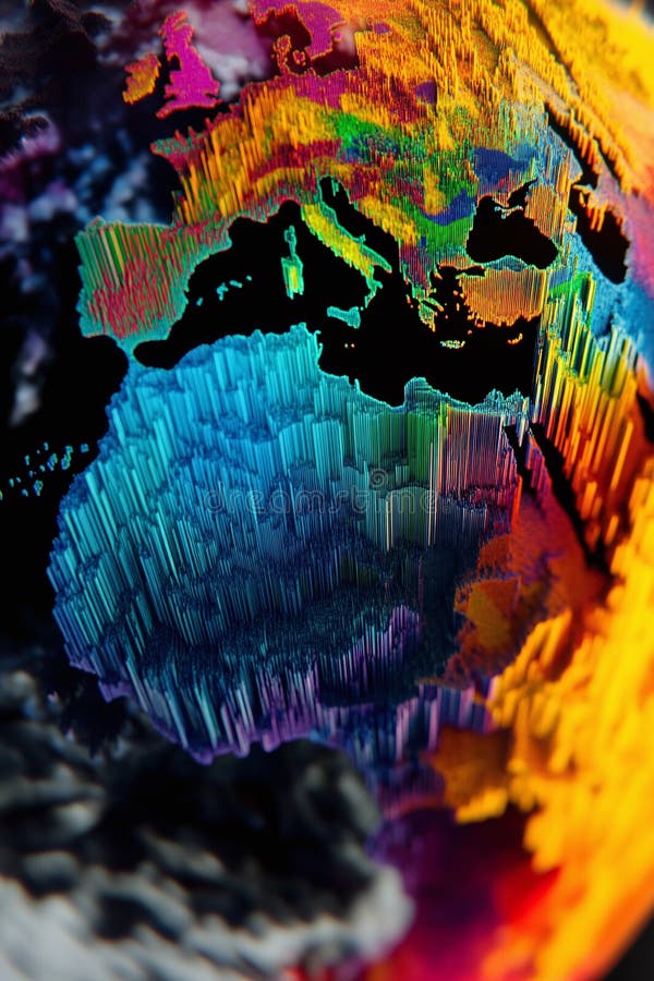 A Vibrant GIS Visualization on a 3D Globe with Pulsating Data Lines ...