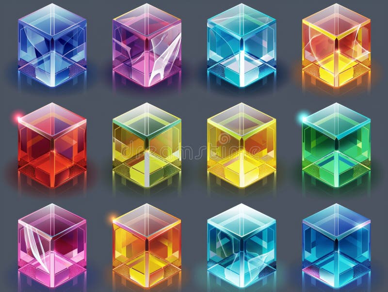 Vibrant Glass Cubes Collection Stock Photo - Image of reflection ...