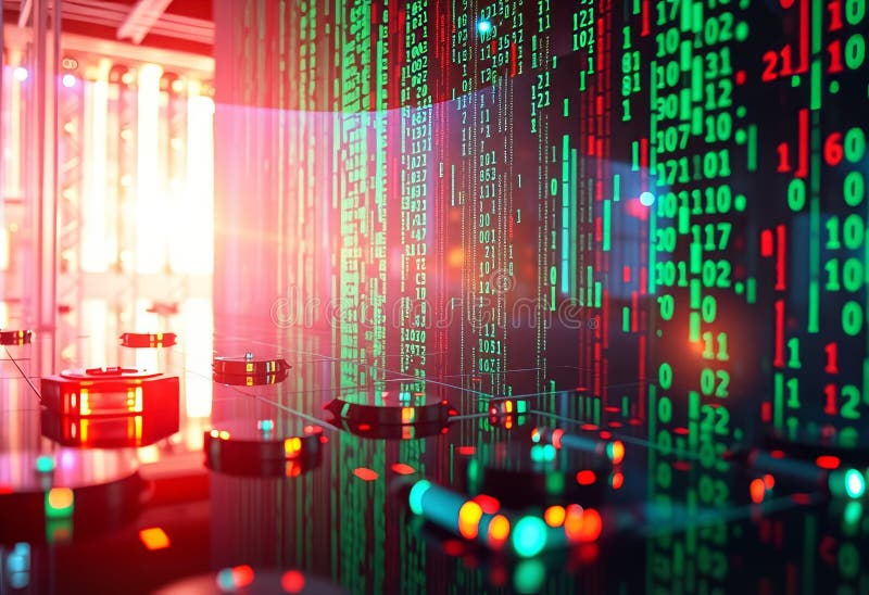 Vibrant Glass Matrix Code Glassy Surfaces Reflecting Matrix Code Stock ...