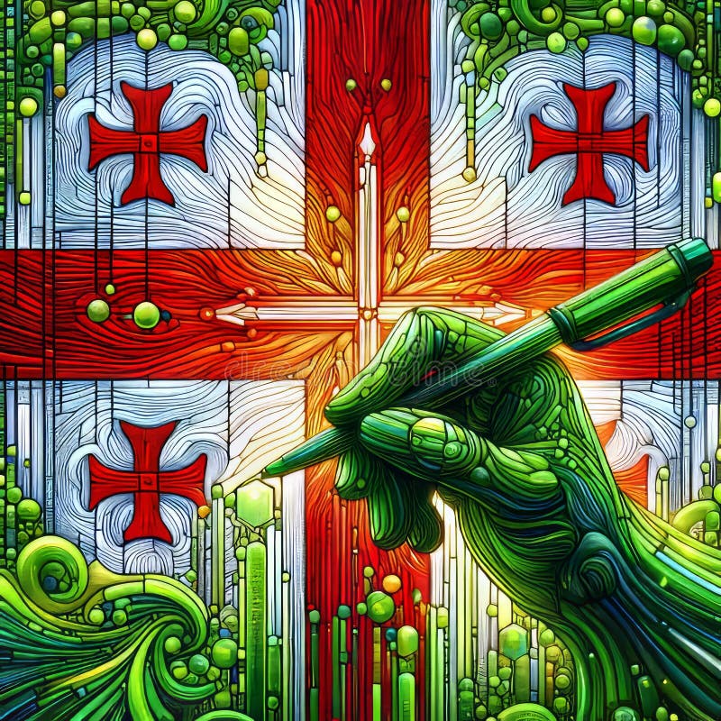 Vibrant Glass Matrix Code Macrorealism Stained Glass T Stock ...