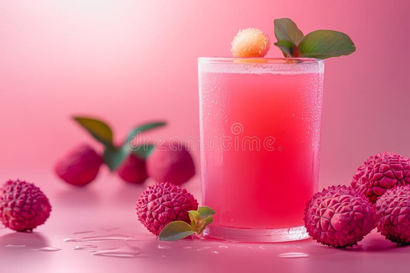 Refreshing Lychee Juice on Soft Gradient Background Stock Photo - Image ...