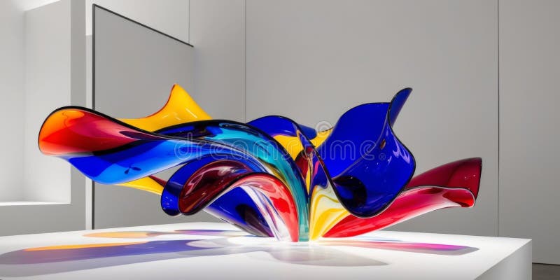 Vibrant Glass Seascapes Bold and Bright Colors Create Dynamic an. Stock ...