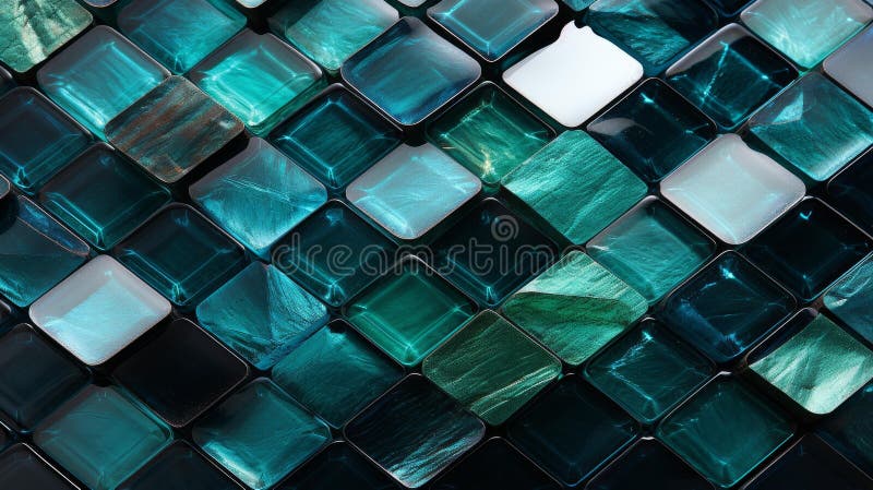 Vibrant Glass Tile Pattern with a Reflective Finish in a Mosaic Layout ...