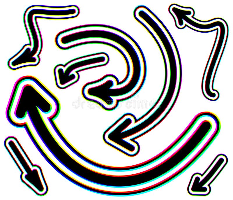 Vibrant Glitch Effect Curved and Wavy Arrows Stock Vector ...