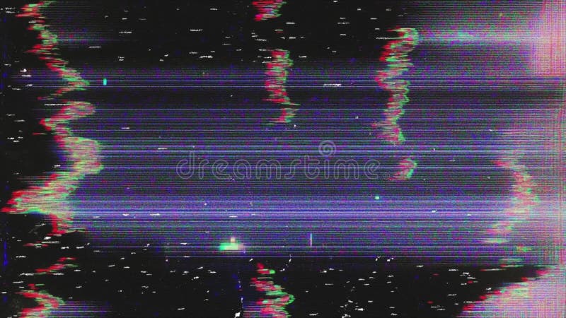 Vibrant Glitch Effect with Distorted Lines and VHS Effect Stock Footage ...