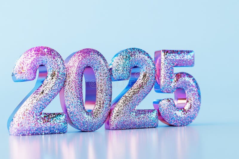 Vibrant Glittering 2025 Numbers on Blue Background Celebrating the New ...