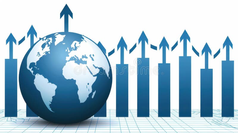 A Vibrant Globe Illustration Featuring Upward Arrows, Symbolizing ...