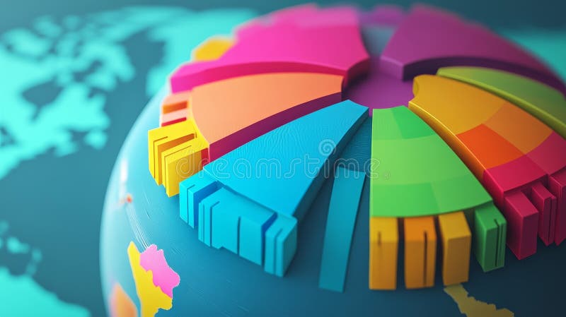 Vibrant Globe Pie Chart Illustrating Population Demographics with a ...