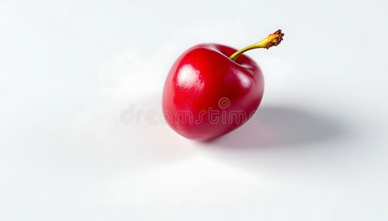 Single Red Cherry on White stock illustration. Illustration of still ...