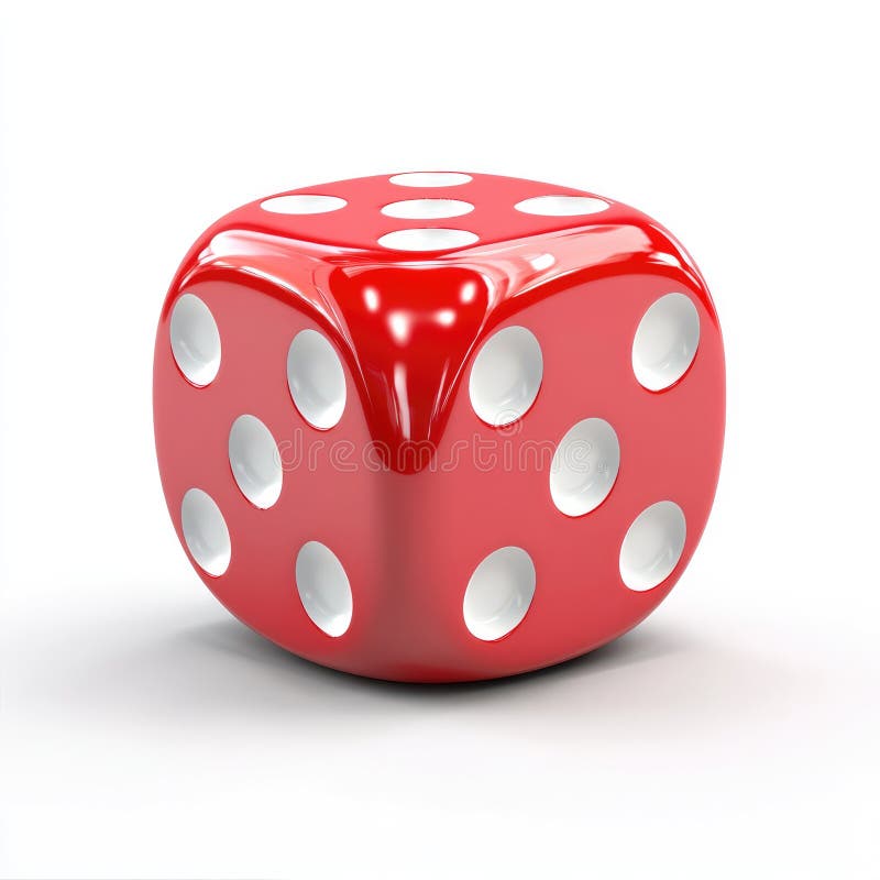 Red Dice, Five Showing, Glossy Surface, Casino Game, 3D Render Stock ...