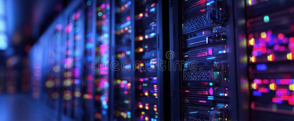 The Vibrant Glow of Server Racks in a Modern Data Center Environment ...