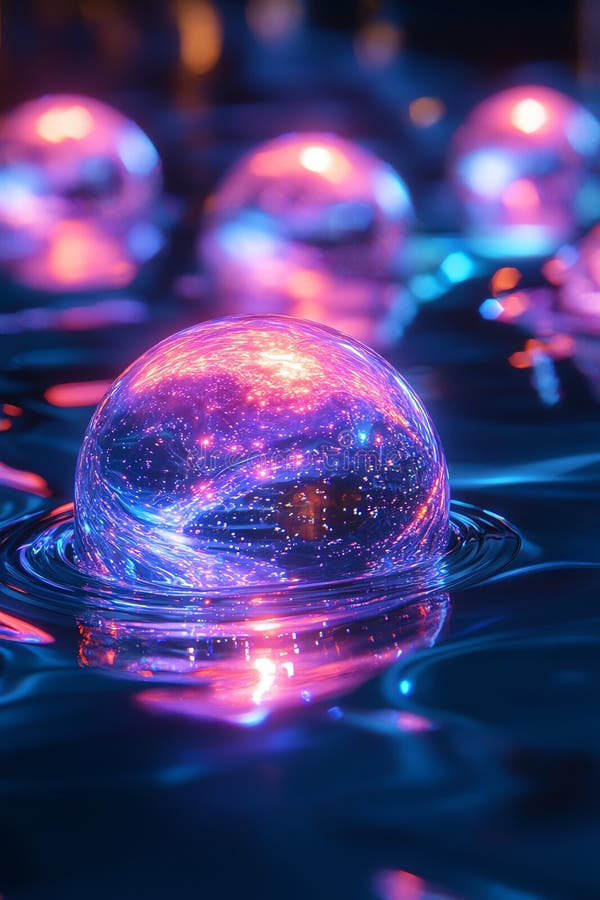 Vibrant Glowing Bubbles Floating in Water with Mesmerizing Light ...