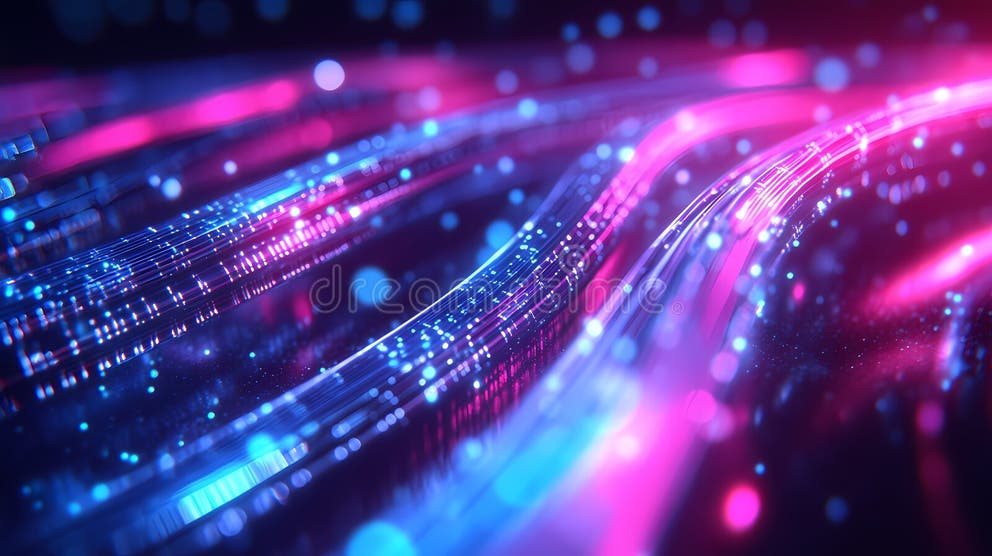 Vibrant, Glowing Cables Represent Data Transfer and Connection ...