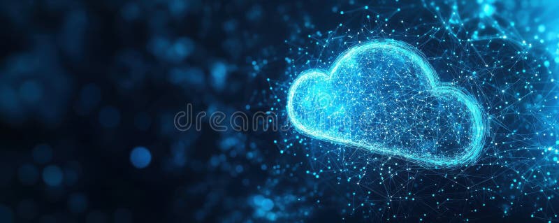 Glowing Cloud Icon Digital Connections Representing Data Storage Network Technology Stock Photos ...