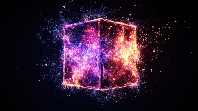 Energetic Cube of Light and Particles. AI Generated Stock Illustration ...