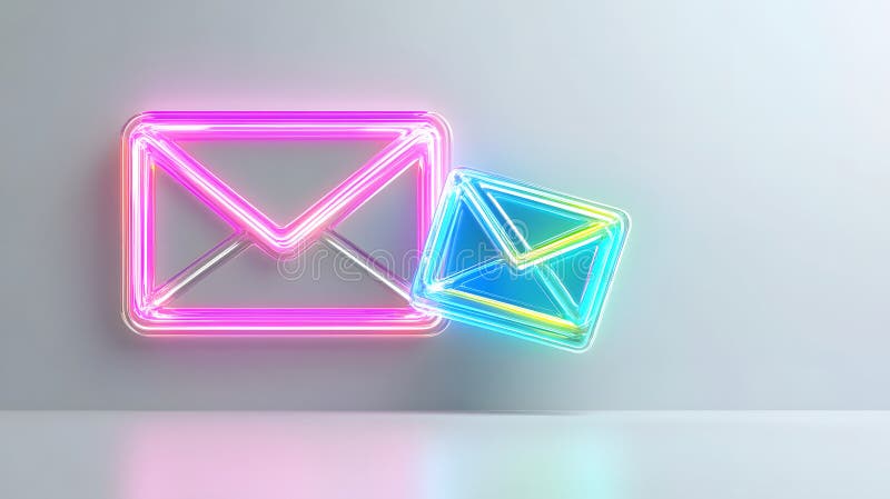 Vibrant Glowing Email Icons in Neon Colors, Symbolizing Communication ...