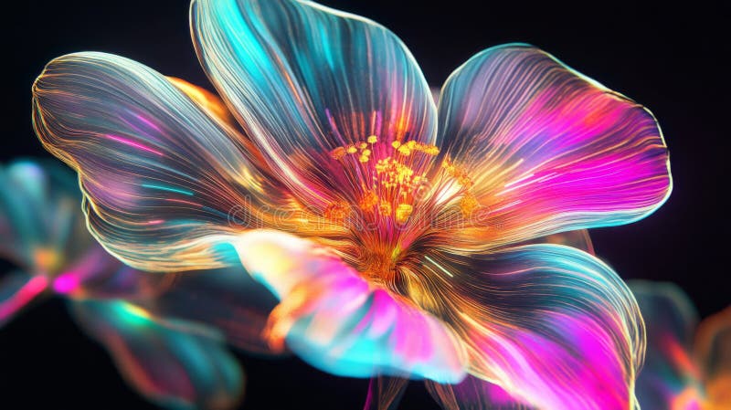 Vibrant Glowing Flower Digital Art Stock Illustration - Illustration of ...