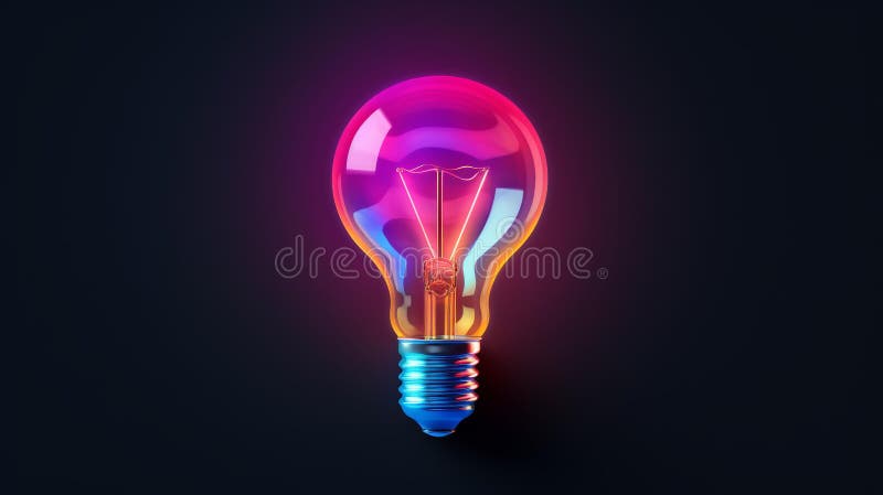 Vibrant Glowing Idea Bulb Lamp Isolated on Clean Background. Perfect ...