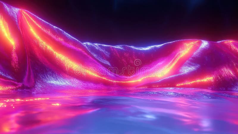 A Vibrant, Glowing Landscape with Flowing Fabric-like Textures and ...