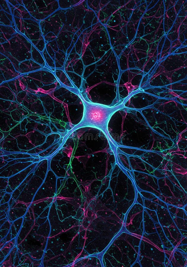 Vibrant Glowing Neuron Network Digital Art Stock Illustration ...