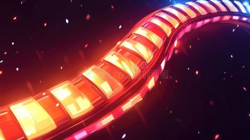 A Vibrant, Glowing Pathway of Colorful Lights Swirling in a Dark Space ...