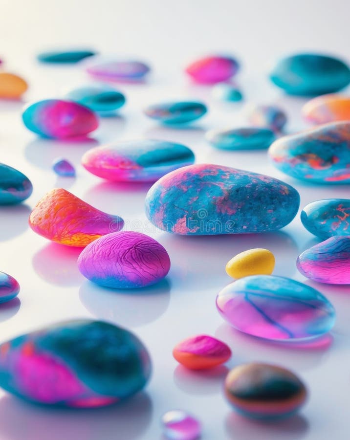 Vibrant Glowing Pebbles for Unique Decor and Art Projects Stock Image ...