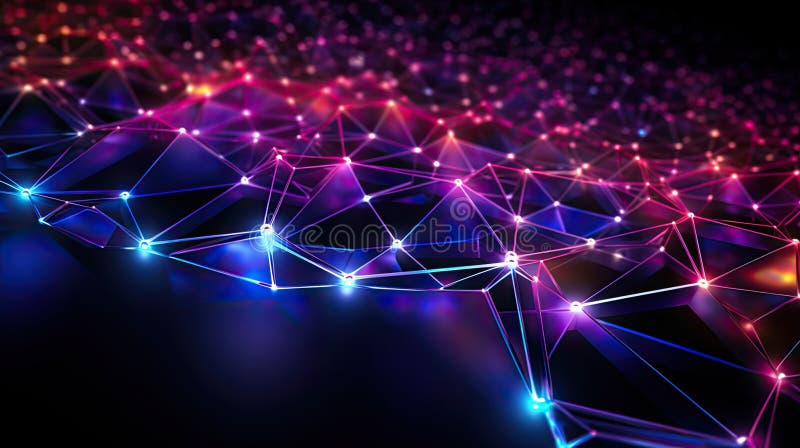 Neon Glow Lines Dynamic Polygon Texture Generative AI Stock ...