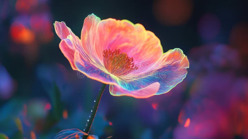 Vibrant Glowing Poppy Flower Digital Art Stock Illustration ...