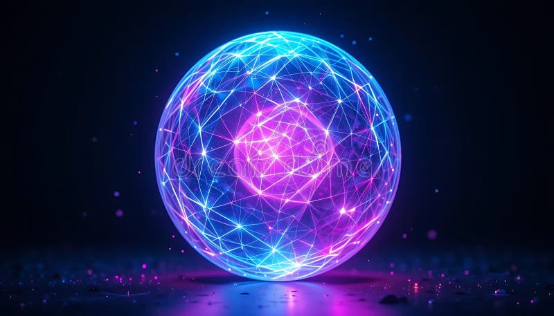 Neon Sphere: a Glowing Orb of Interconnected Lines and Nodes in Vivid ...