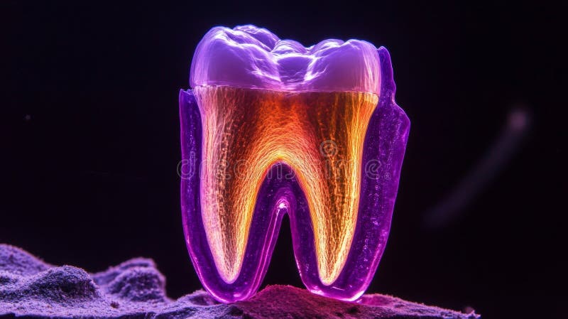 A Vibrant, Glowing Tooth Structure is Displayed with Stunning Colors ...