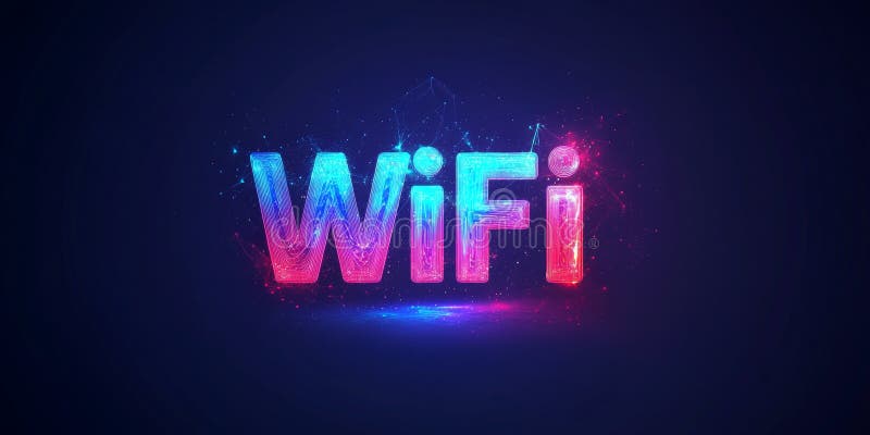 Vibrant Glowing WiFI Logo on Blue Background, Representing Wireless ...