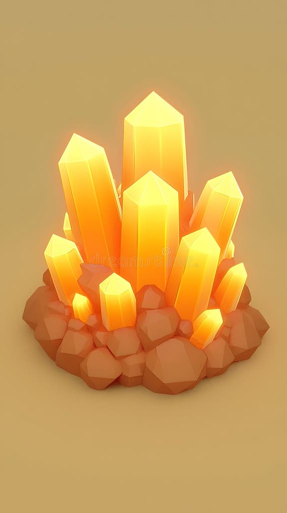 Vibrant Glowing Yellow Crystals on a Stone Base Stock Photo - Image of ...