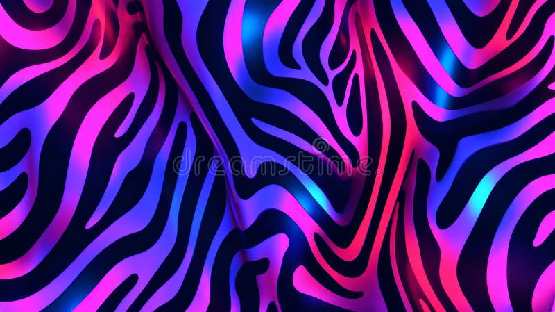 Vibrant Glowing Zebra Pattern in Neon Colors Enhances Modern Abstract ...