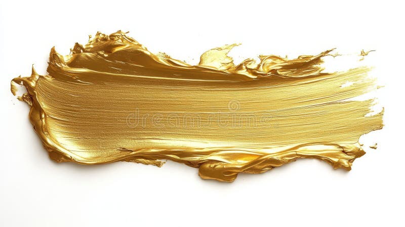 Vibrant Gold Paint Stroke on White Background Creates Striking Visual ...