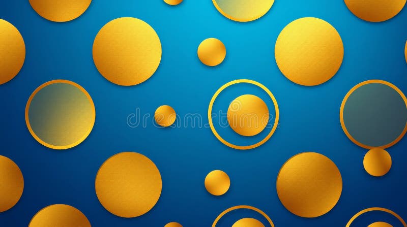Vibrant Golden Circular Discs on a Striking Blue Background with Light ...