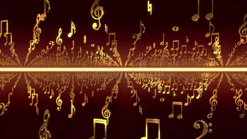 Golden Musical Notes Wave - Like Pattern on Red Background Stock ...