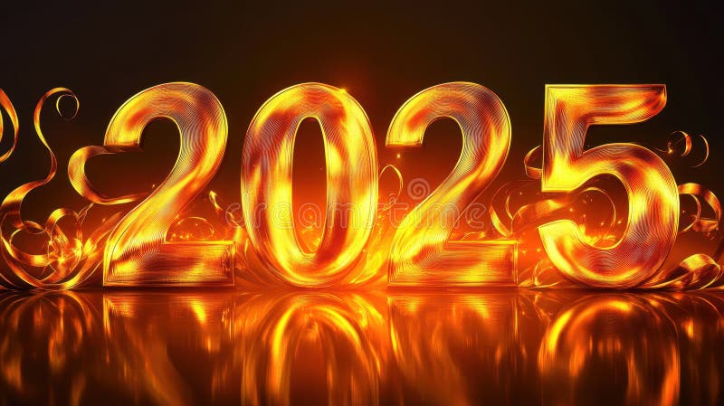 Elegant 2025 Celebration Background with Golden Swirls and Stars Stock ...