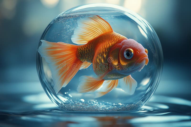 A Vibrant Goldfish Swims Gracefully Inside a Clear Lightbulb Stock ...
